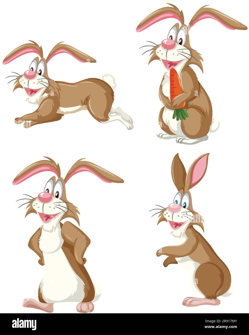 Set of rabbit cartoon in different pose illustration Stock Vector Image ...