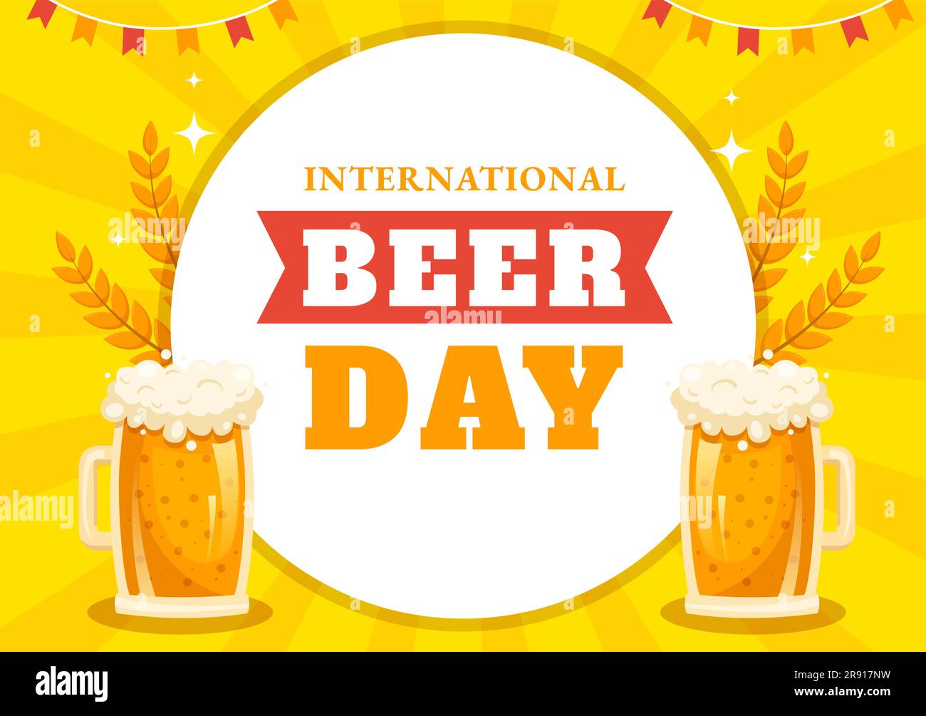 International Beer Day Vector Illustration with Cheers Beers Celebration in Flat Cartoon Hand ...