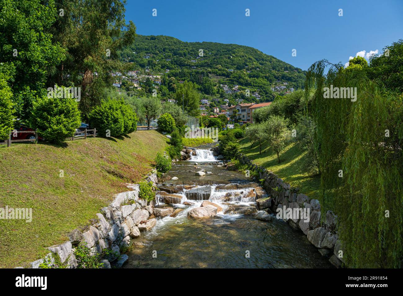 Cannero Riviera, Lake Maggiore. The little creek of the old town ...