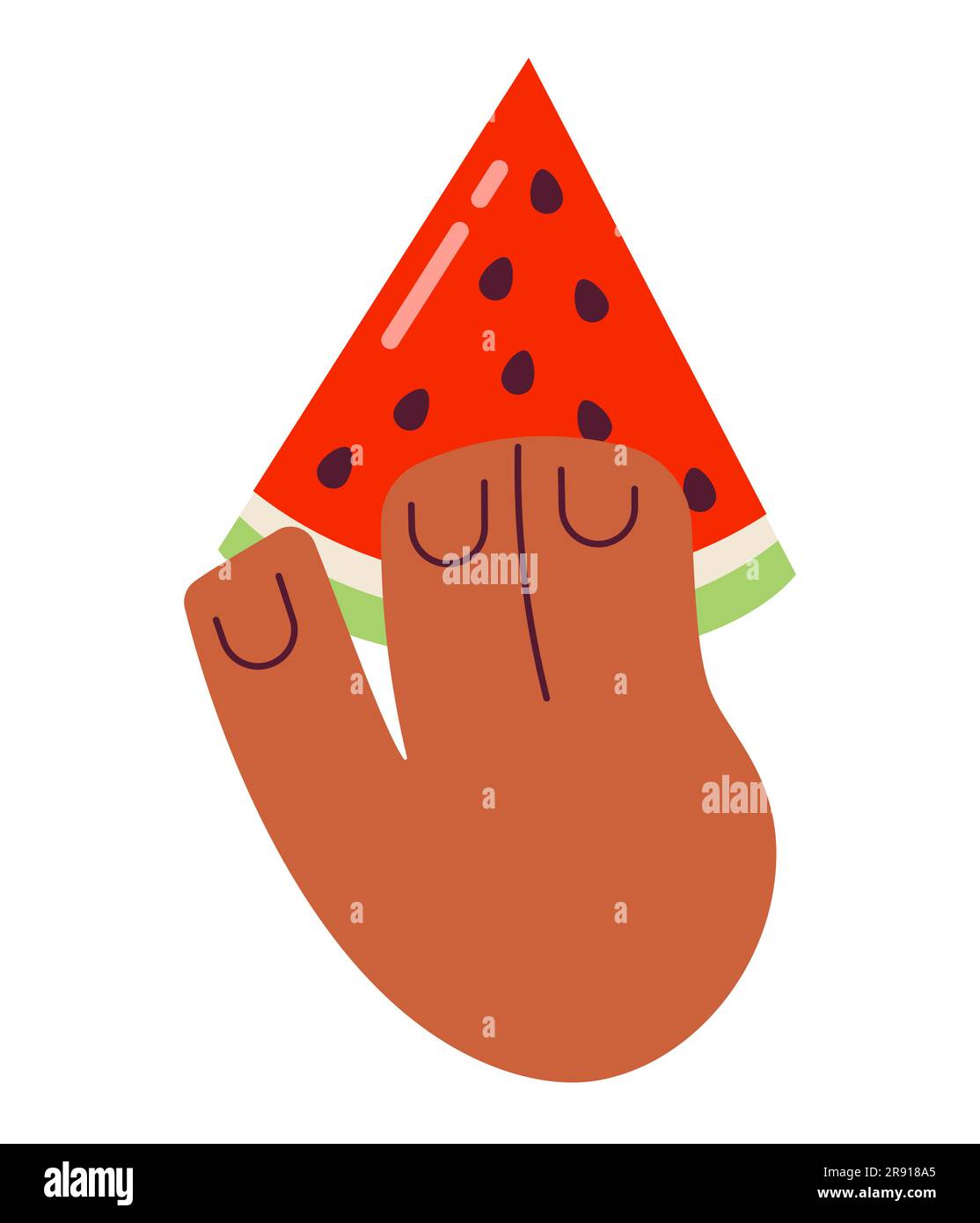 Watermelon in hand semi flat colorful vector hand Stock Vector Image ...