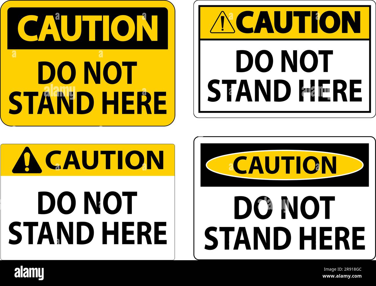 Caution Sign Do Not Stand Here On White Background Stock Vector Image ...