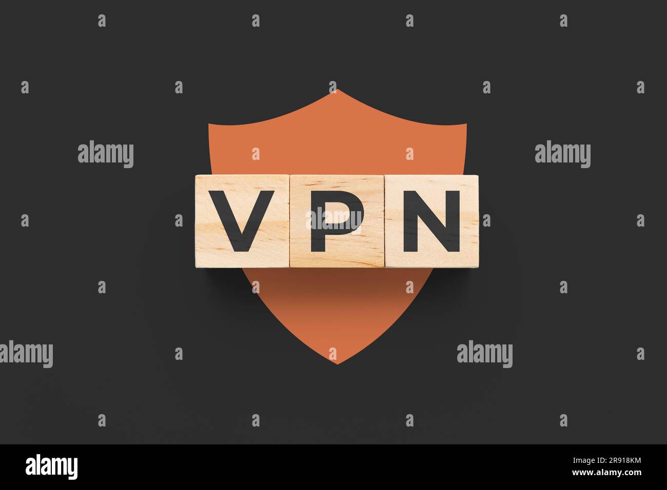 VPN (Virtual Private Network) wooden cubes on black background with ...
