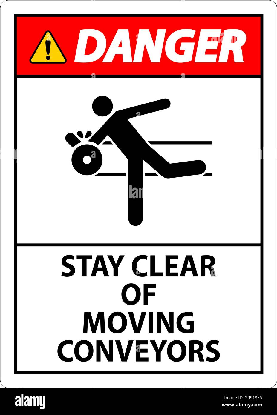 Danger Sign Moving Conveyors Stay Clear Stock Vector Image & Art - Alamy