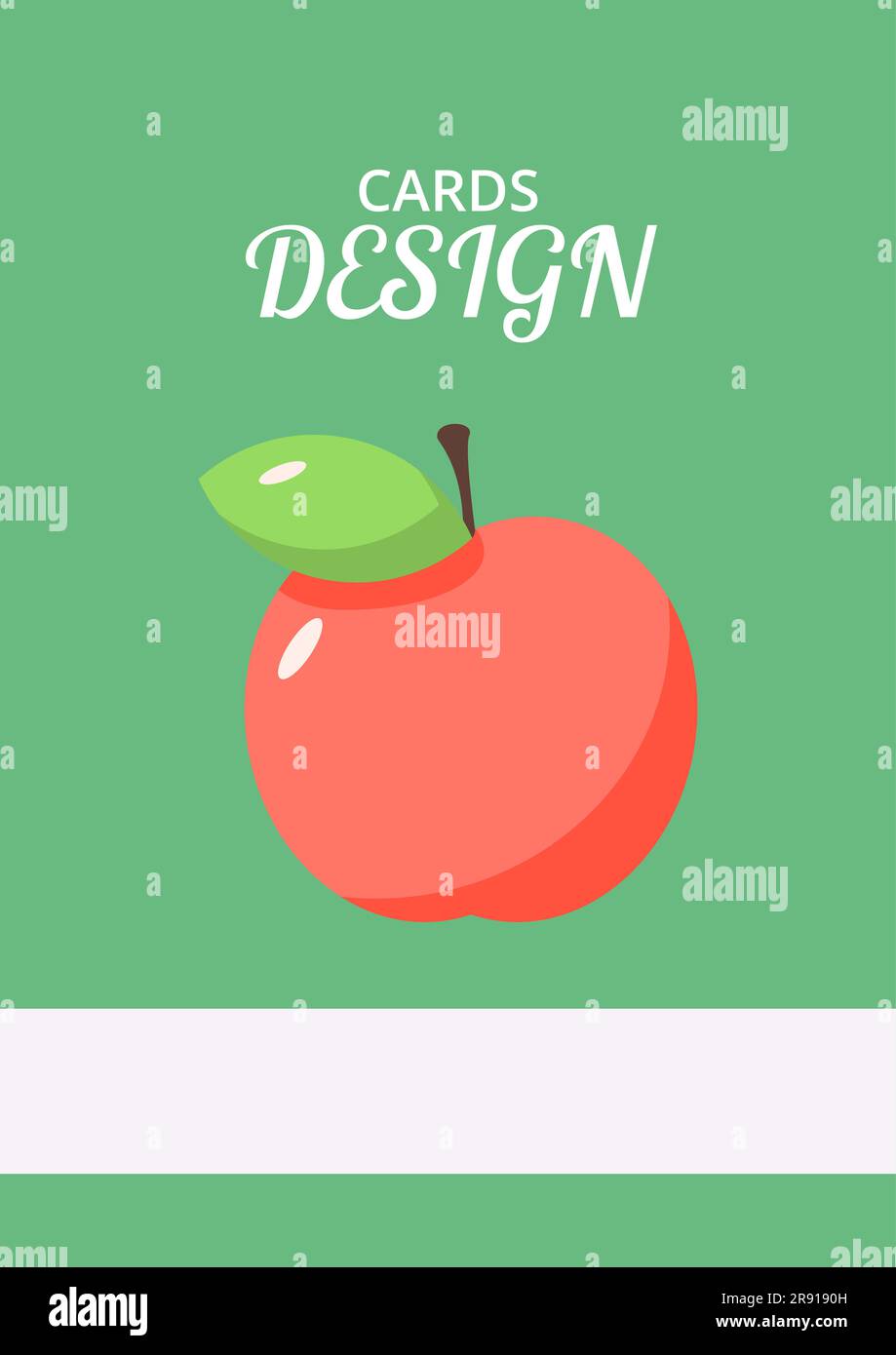 Red apple on green vector card design template Stock Vector Image & Art ...
