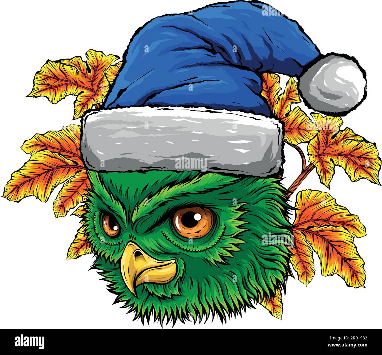 vector illustration of owl with Christmas hat Stock Vector Image & Art ...