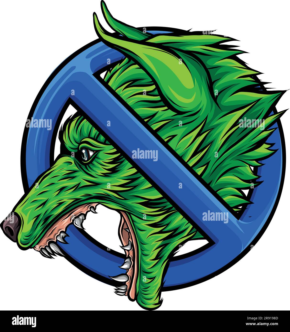 Wolf in prohibiting sign. Emblem, silhouette of a predator Stock Vector ...