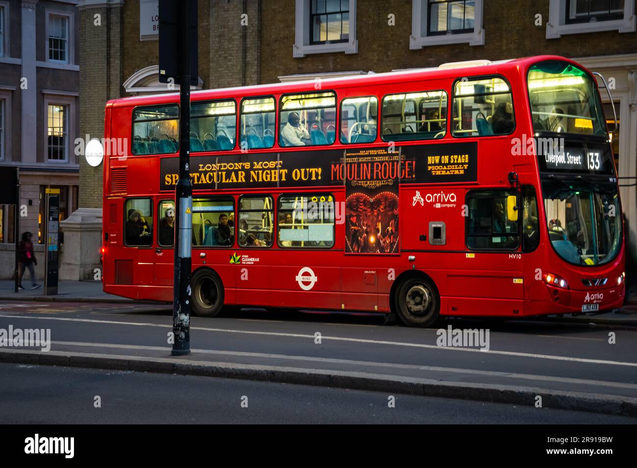 London, November 04, 2023 - Famous red London double decker bus with ...