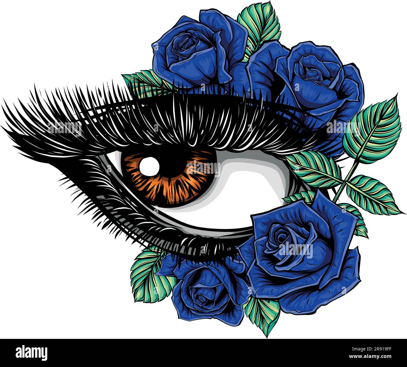 woman Eye with rose flower vector illustration on white background ...