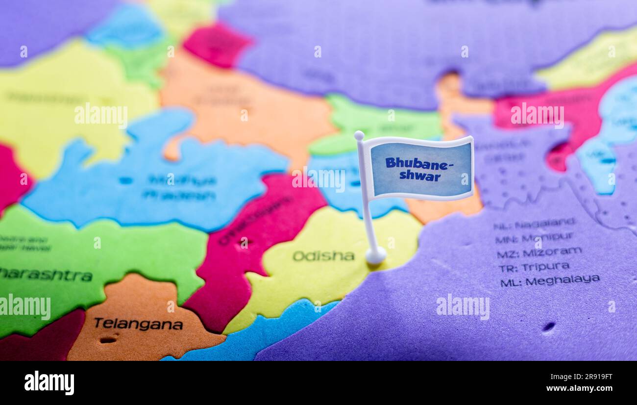 Selective focus on Bhubaneswar - the capital city of Odisha on an ...