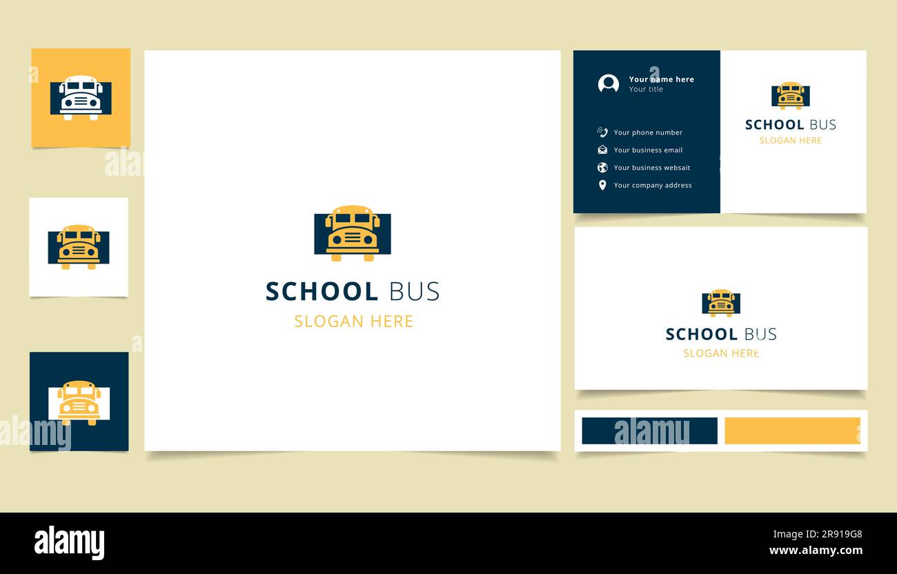School bus logo design with editable slogan. Branding book and business ...