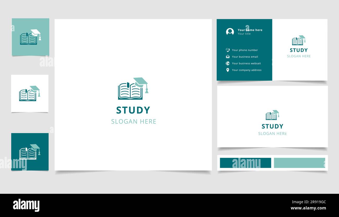 Study logo design with editable slogan. Branding book and business card ...