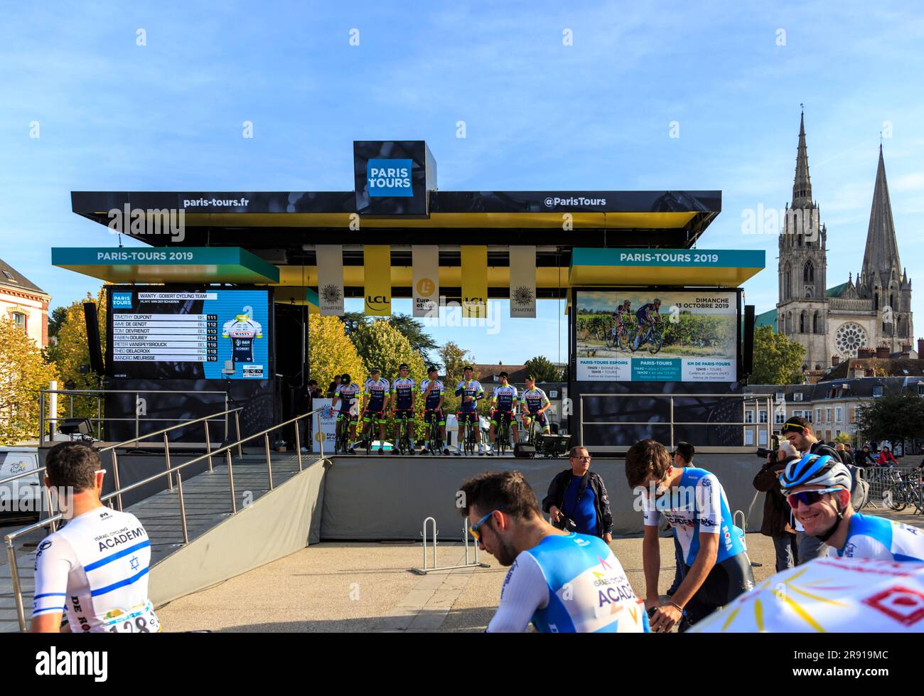 Chartres, France - October 13, 2019: Team Wanty-Gobert Cycling is on ...