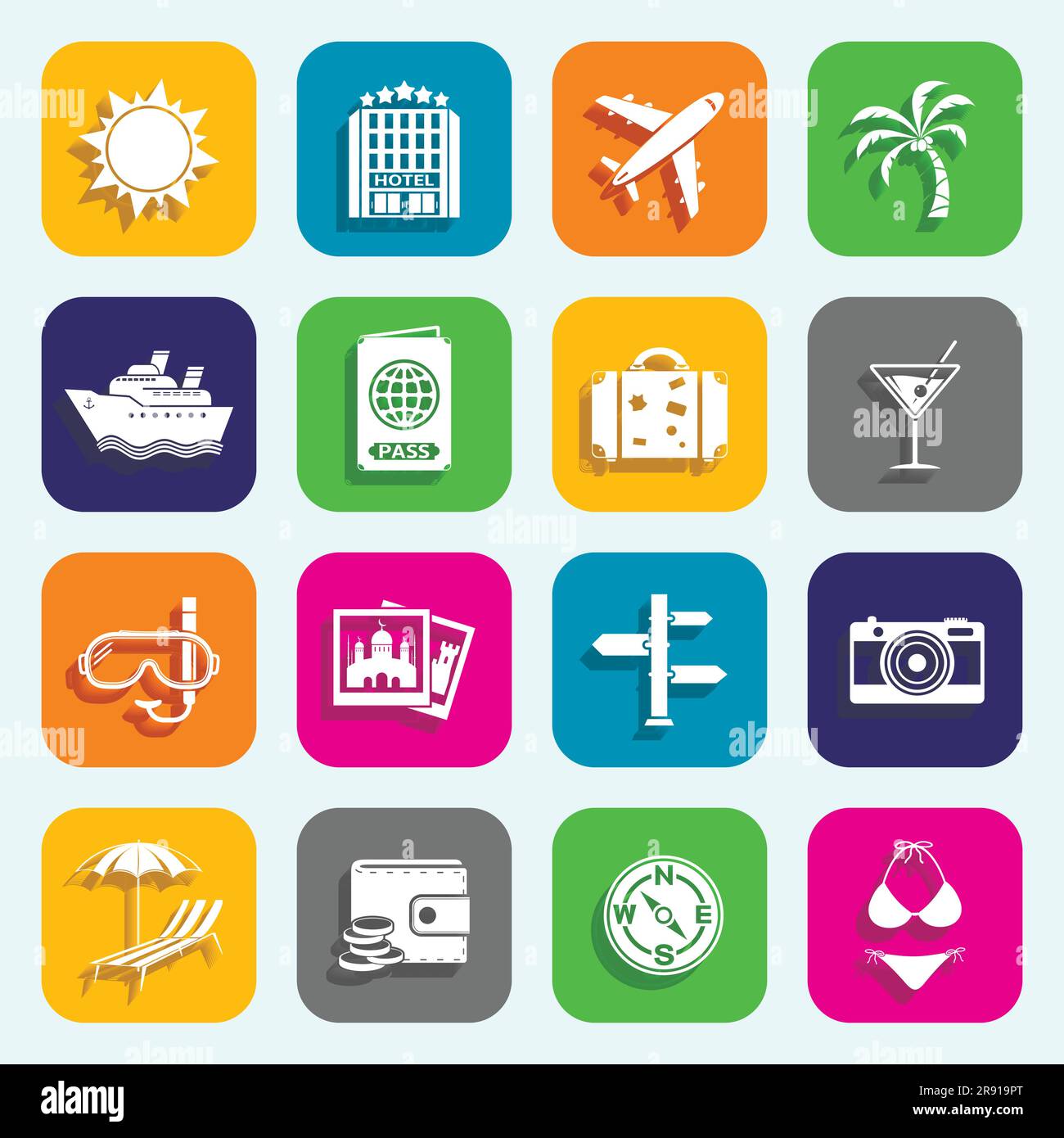 Summer vacation icons set Stock Vector Image & Art - Alamy