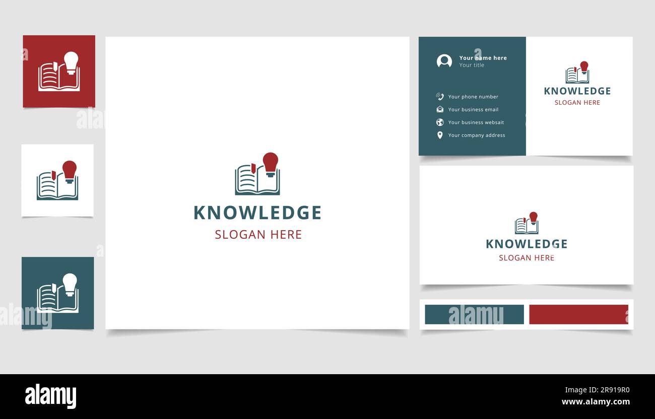 Knowledge logo design with editable slogan. Branding book and business ...