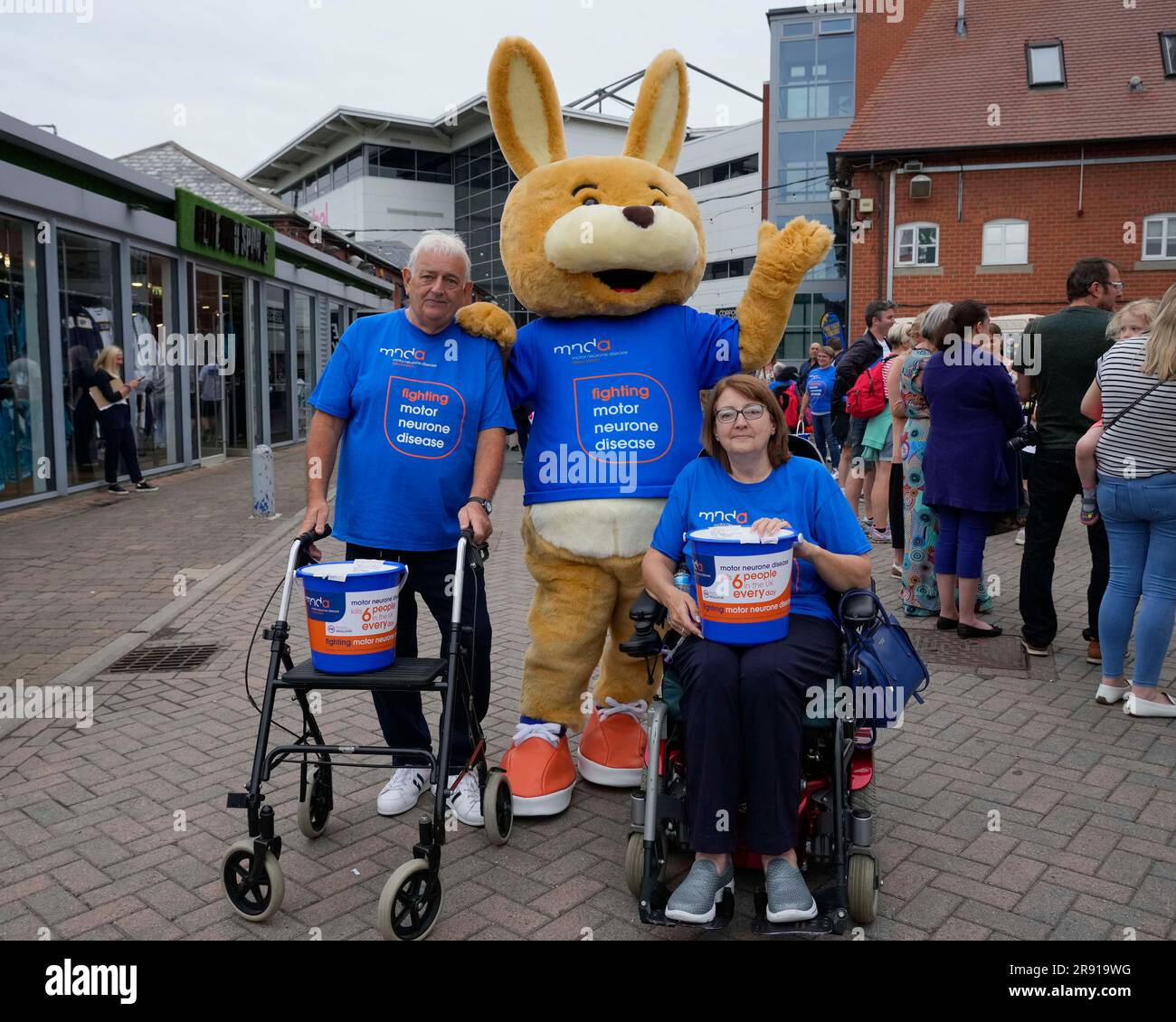 Leeds, UK. 28th May, 2023. The MND Mascot poses for a photo with ...