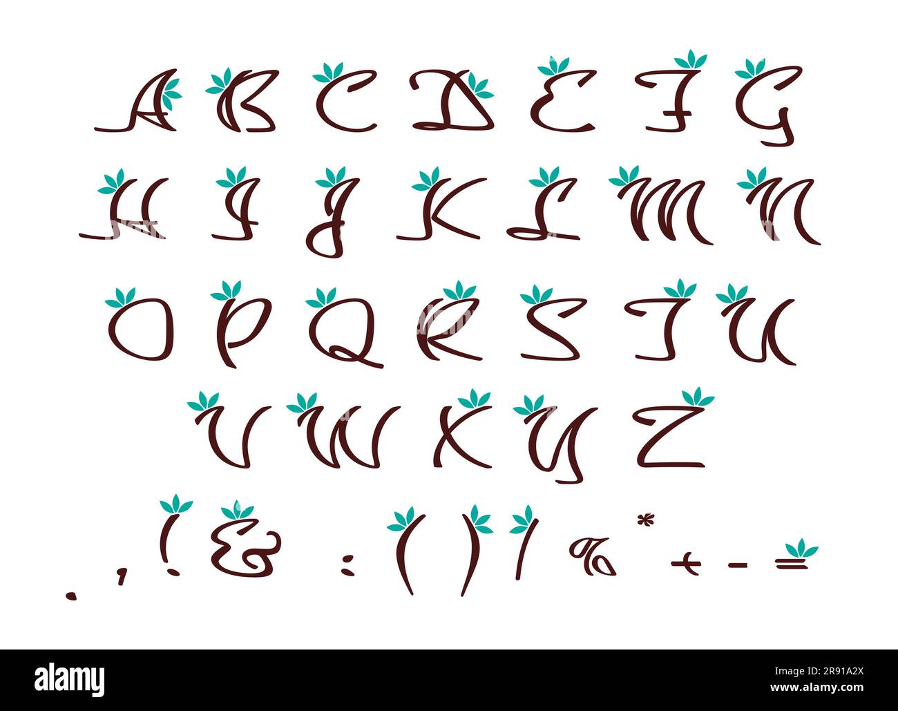 Blooming cursive decor alphabet set Stock Vector Image & Art - Alamy