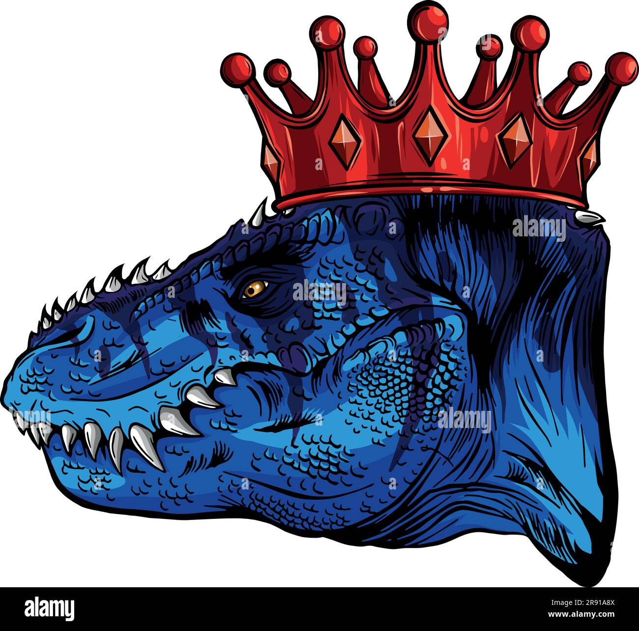 vector illustration of T Rex Head with crown Stock Vector Image & Art ...