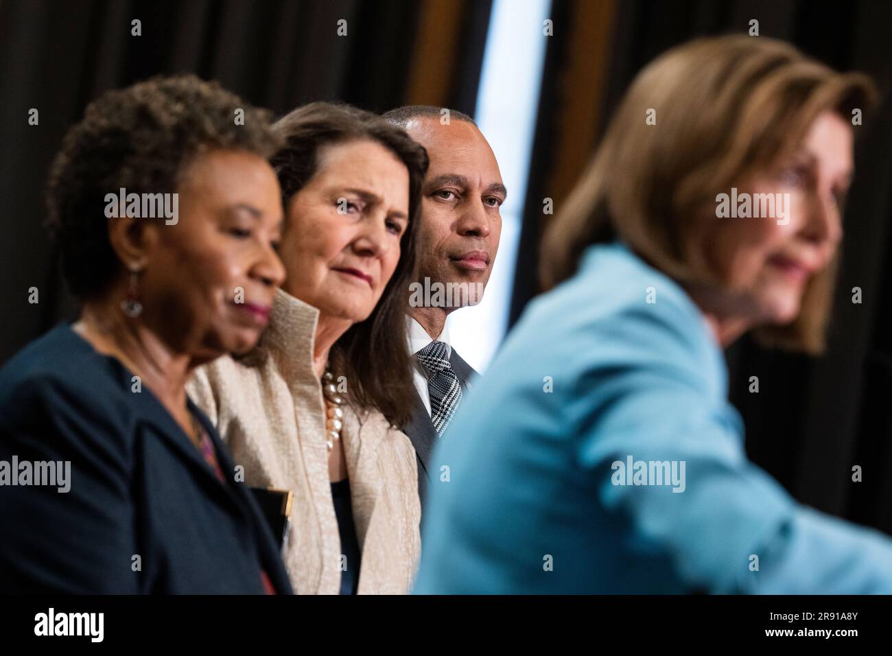 UNITED STATES - JUNE 23: From right, Rep. Nancy Pelosi, D-Calif., House ...