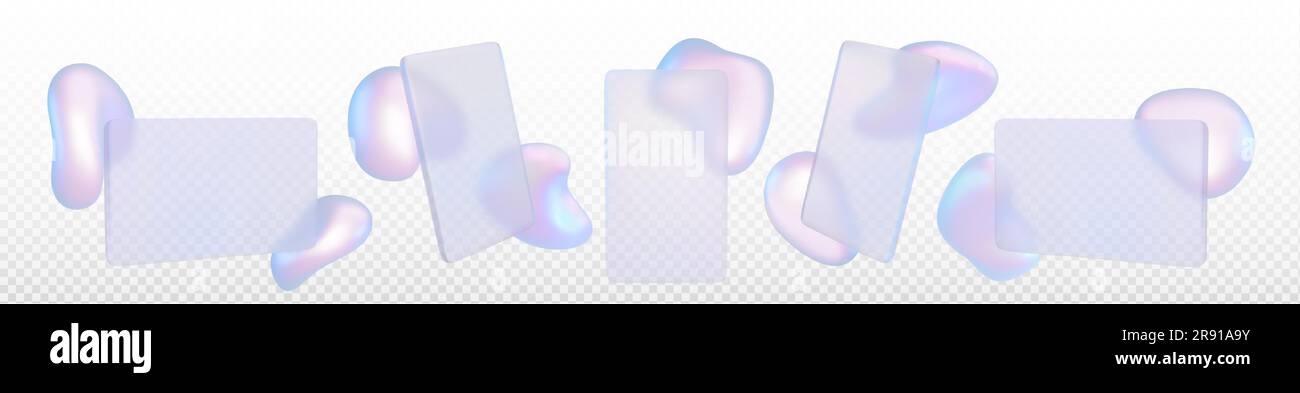 3d holographic glass morphism abstract liquid bubble shape. Futuristic ...