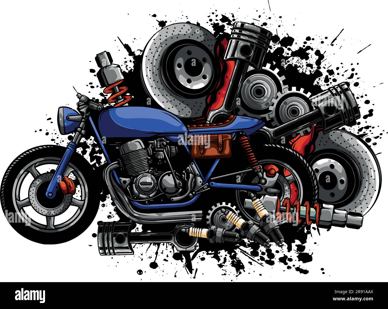 Vector Illustration Of Motorbike With Spares Design Stock Vector Image