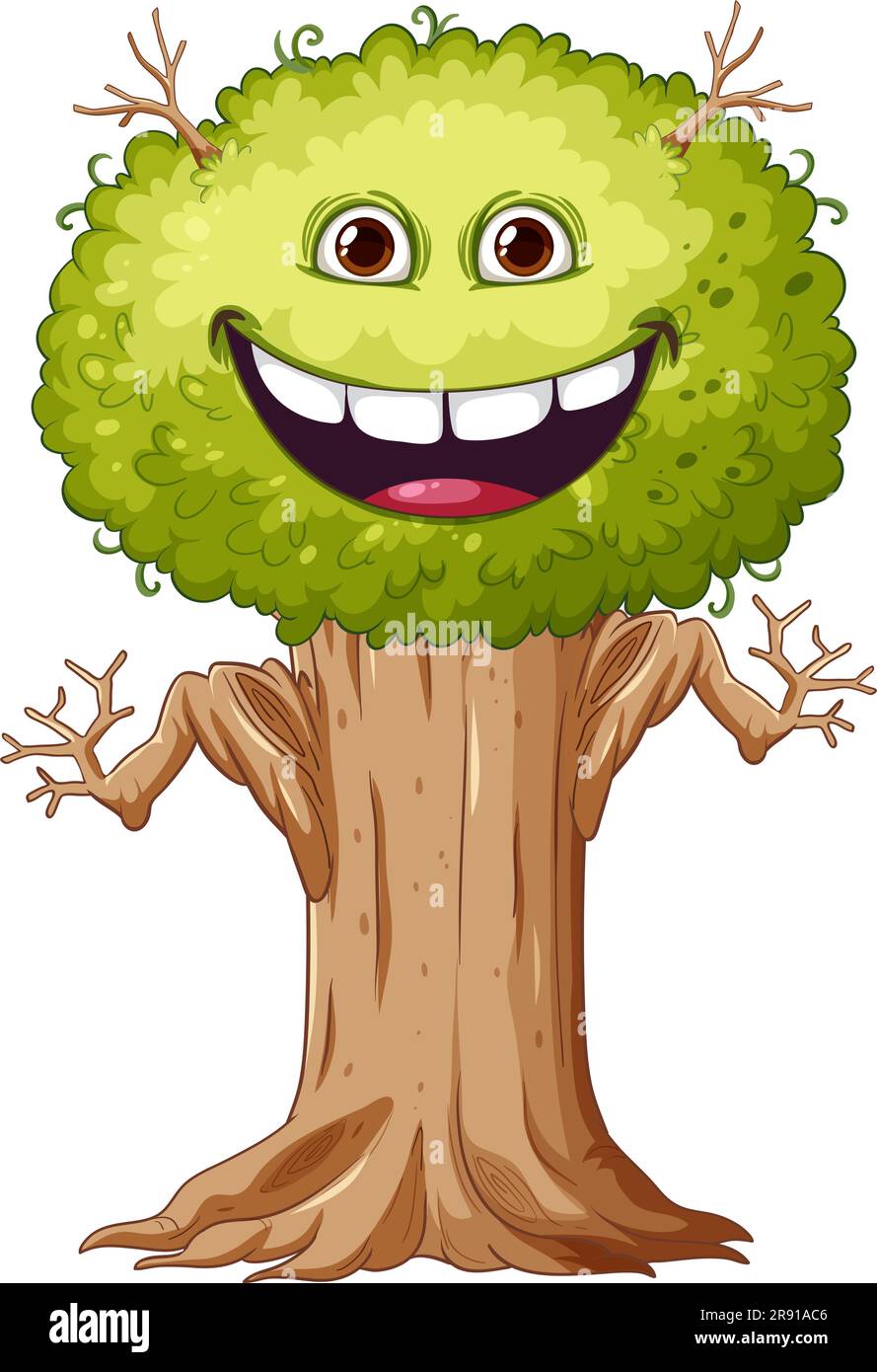 Smiley happy tree cartoon illustration Stock Vector Image & Art - Alamy