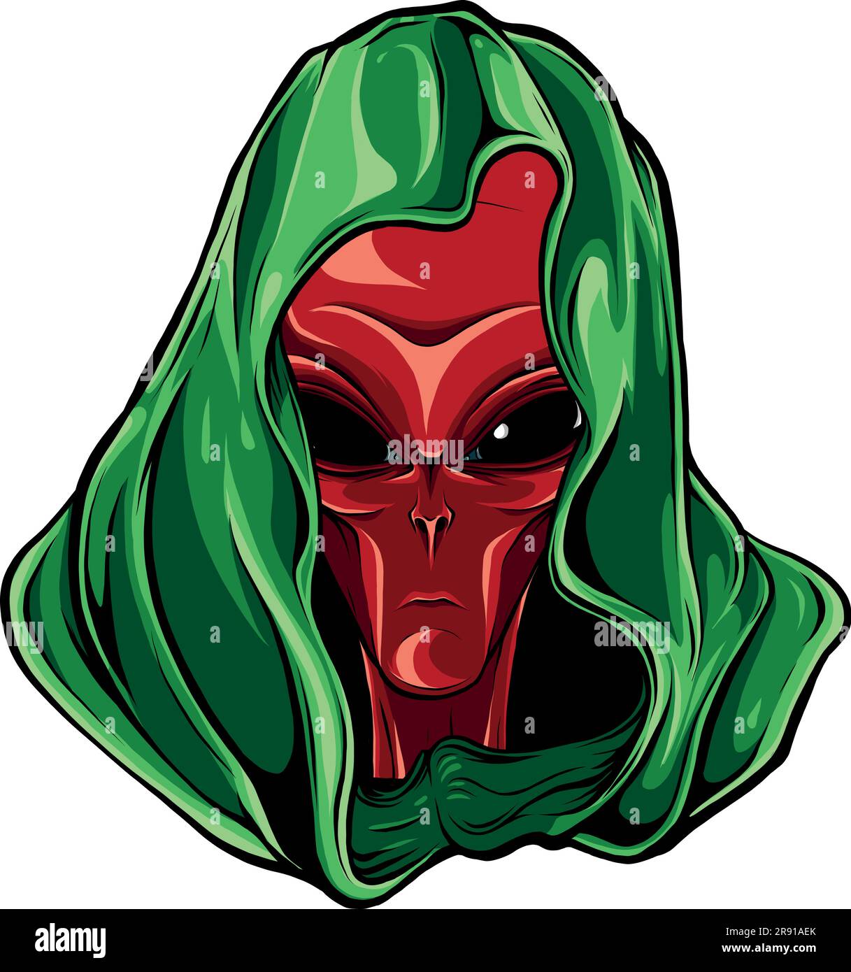vector illustration of Alien hooded on white background Stock Vector ...