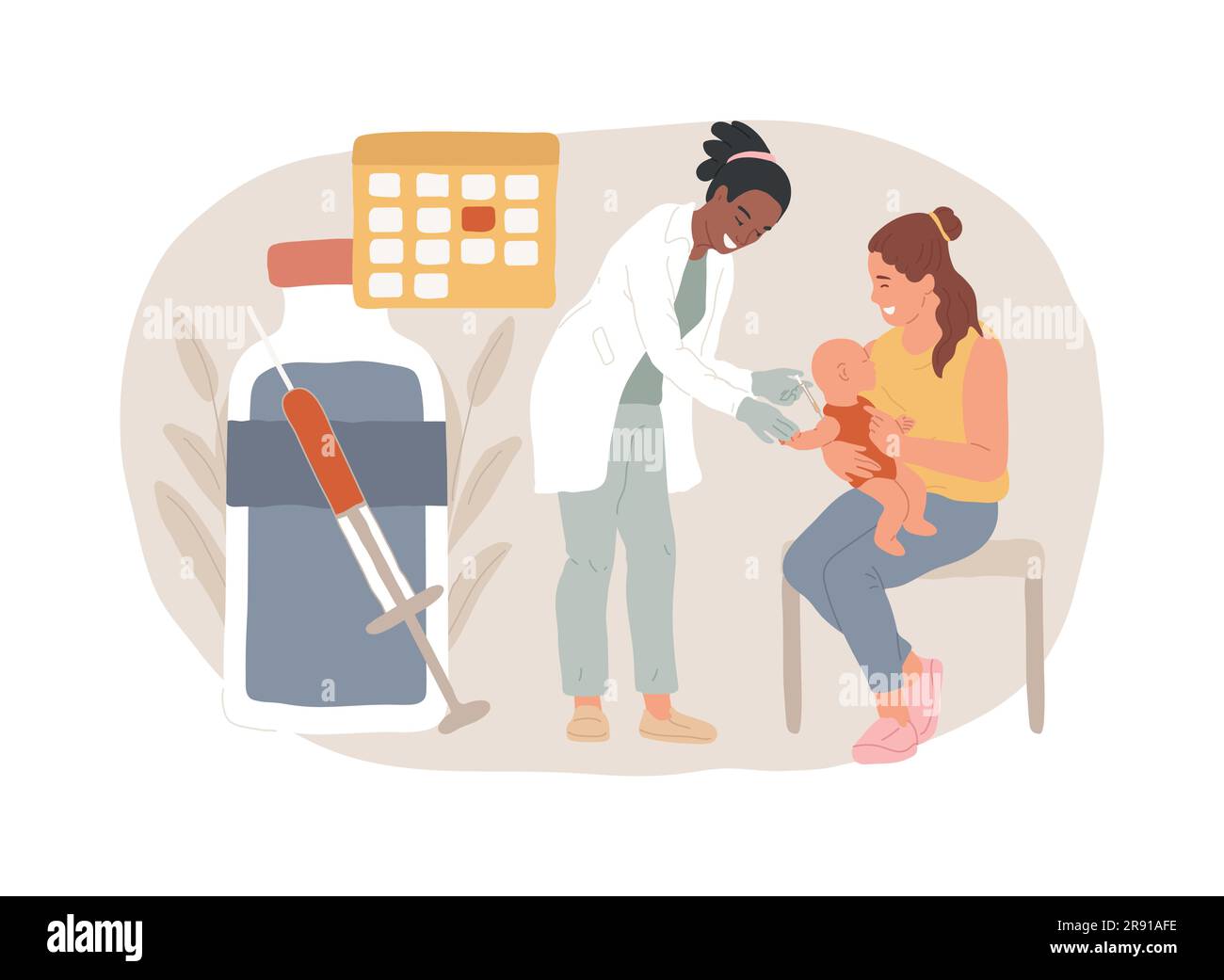 Infant and child vaccination isolated concept vector illustration ...