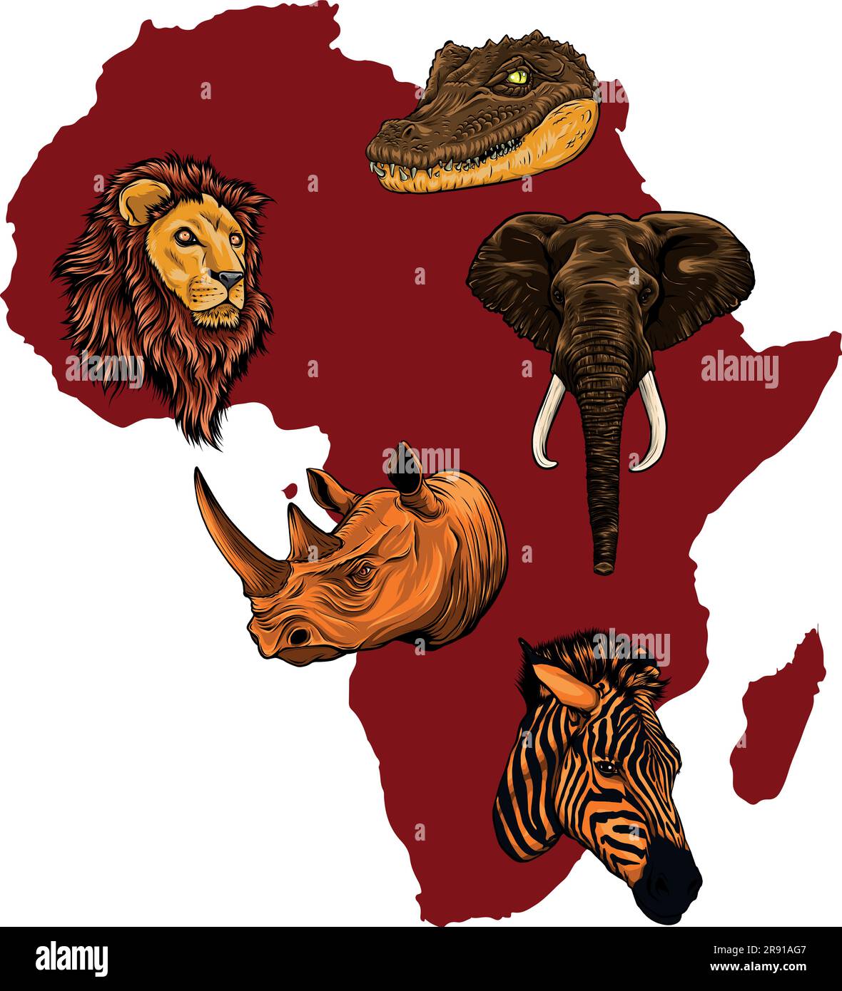 Wildlife of Africa, world continent. Flora and fauna. Vector ...