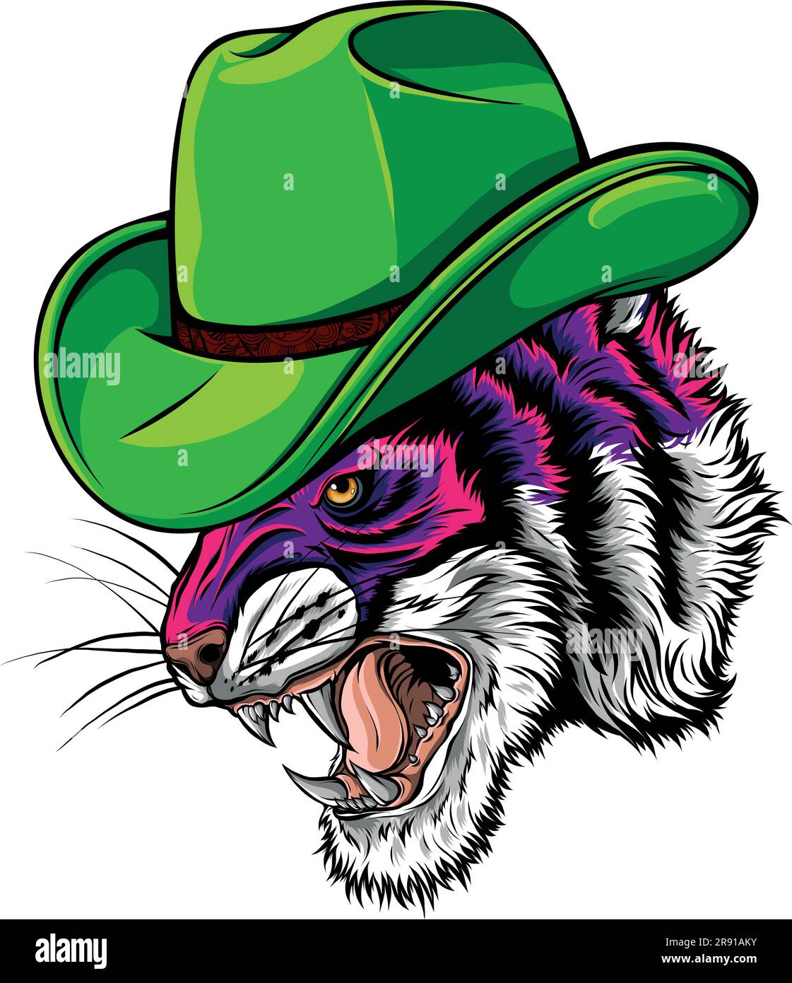 vector illustration of Tiger Cowboy Mascot Logo Design Stock Vector ...