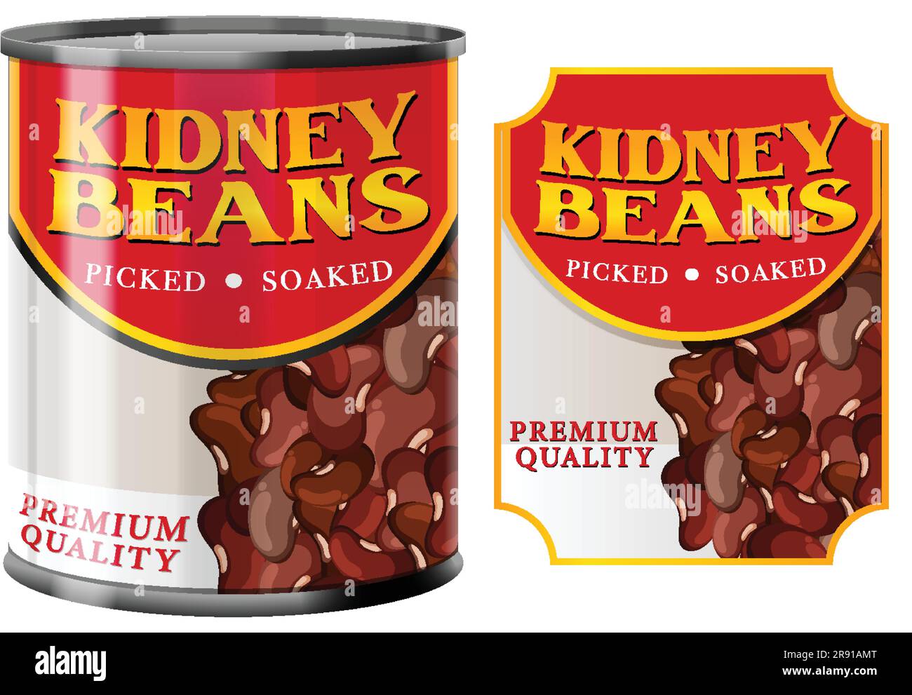 KIdney Beans in Food Can with Label Isolated illustration Stock Vector ...