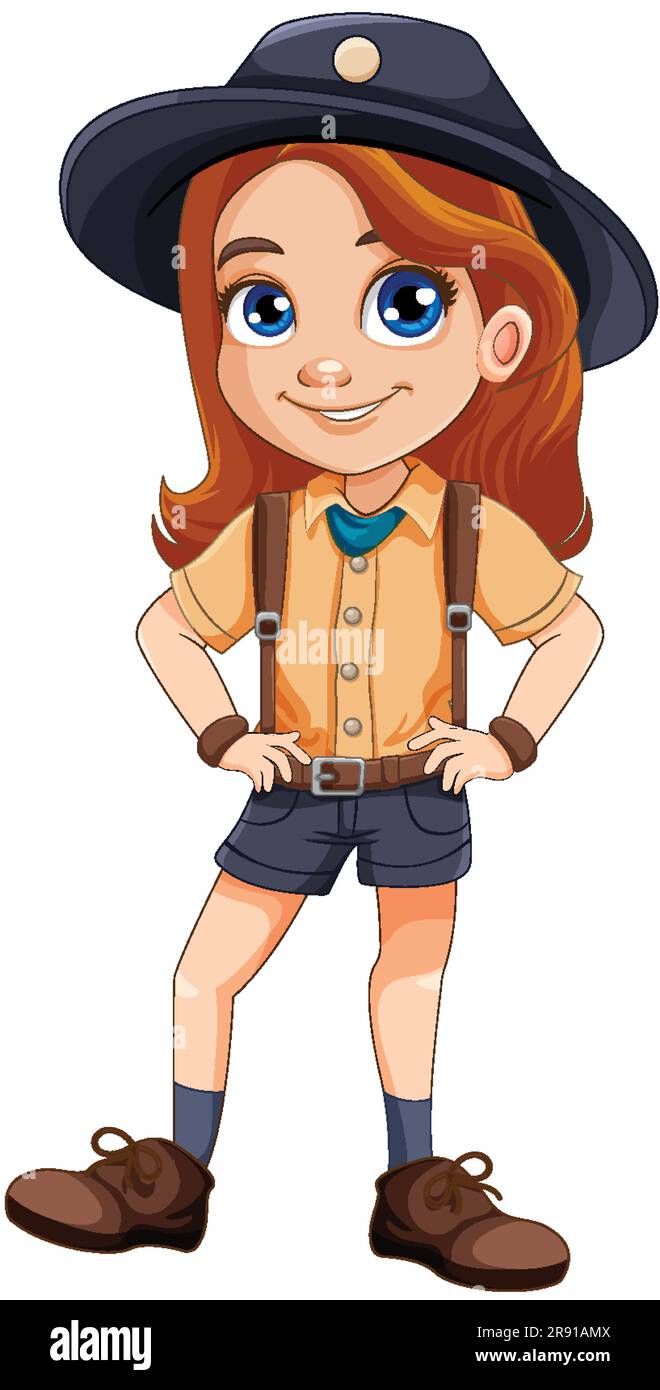 Girl scout in uniform cartoon character illustration Stock Vector Image ...