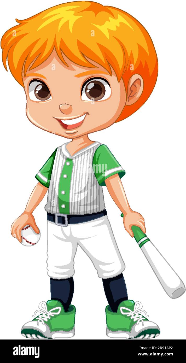 Orange hair colour boy baseball player illustration Stock Vector Image ...