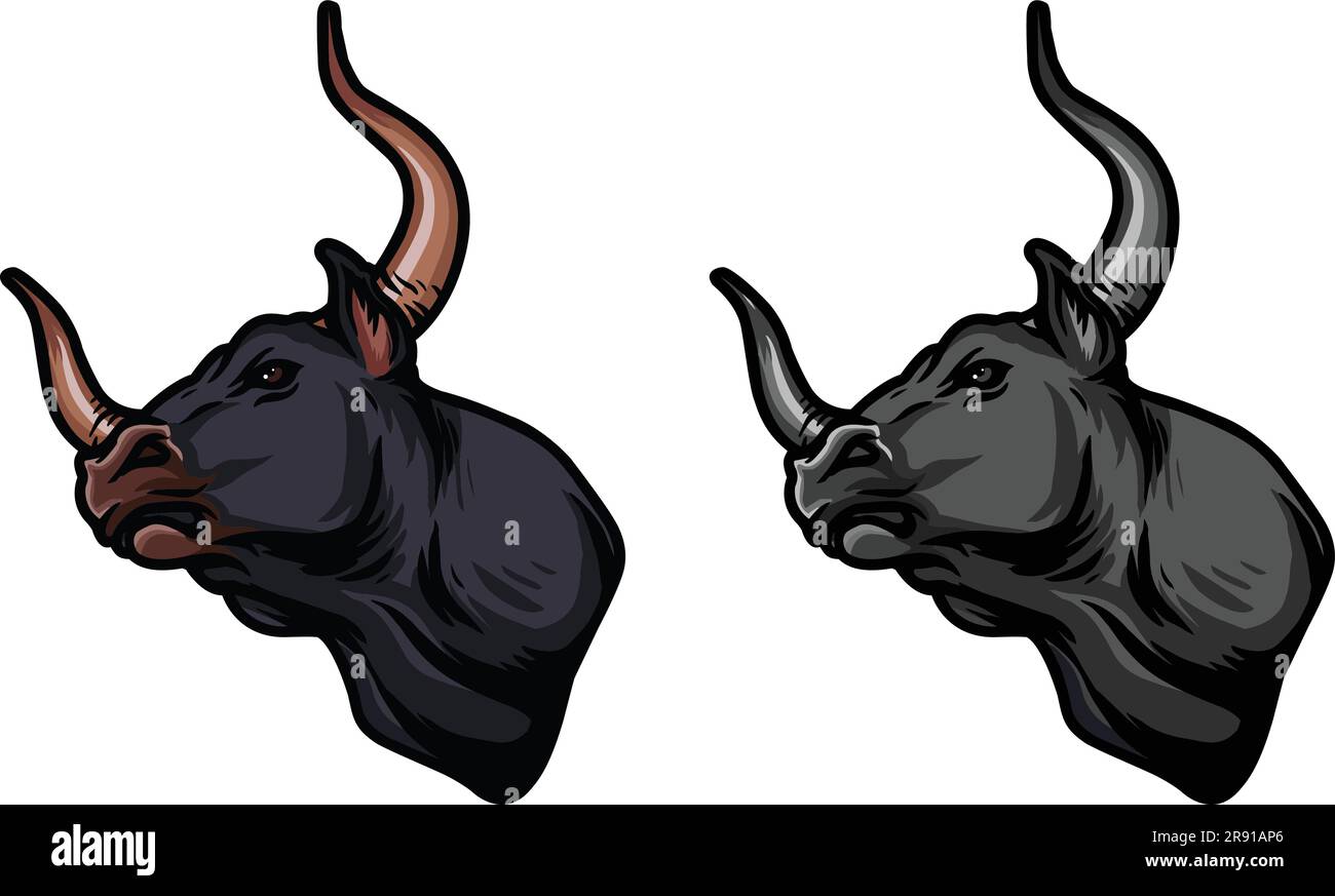 Bull Face Illustration Wild Face Vector Stock Vector Image And Art Alamy