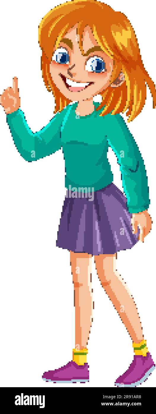 Cute woman pointing cartoon character illustration Stock Vector Image ...