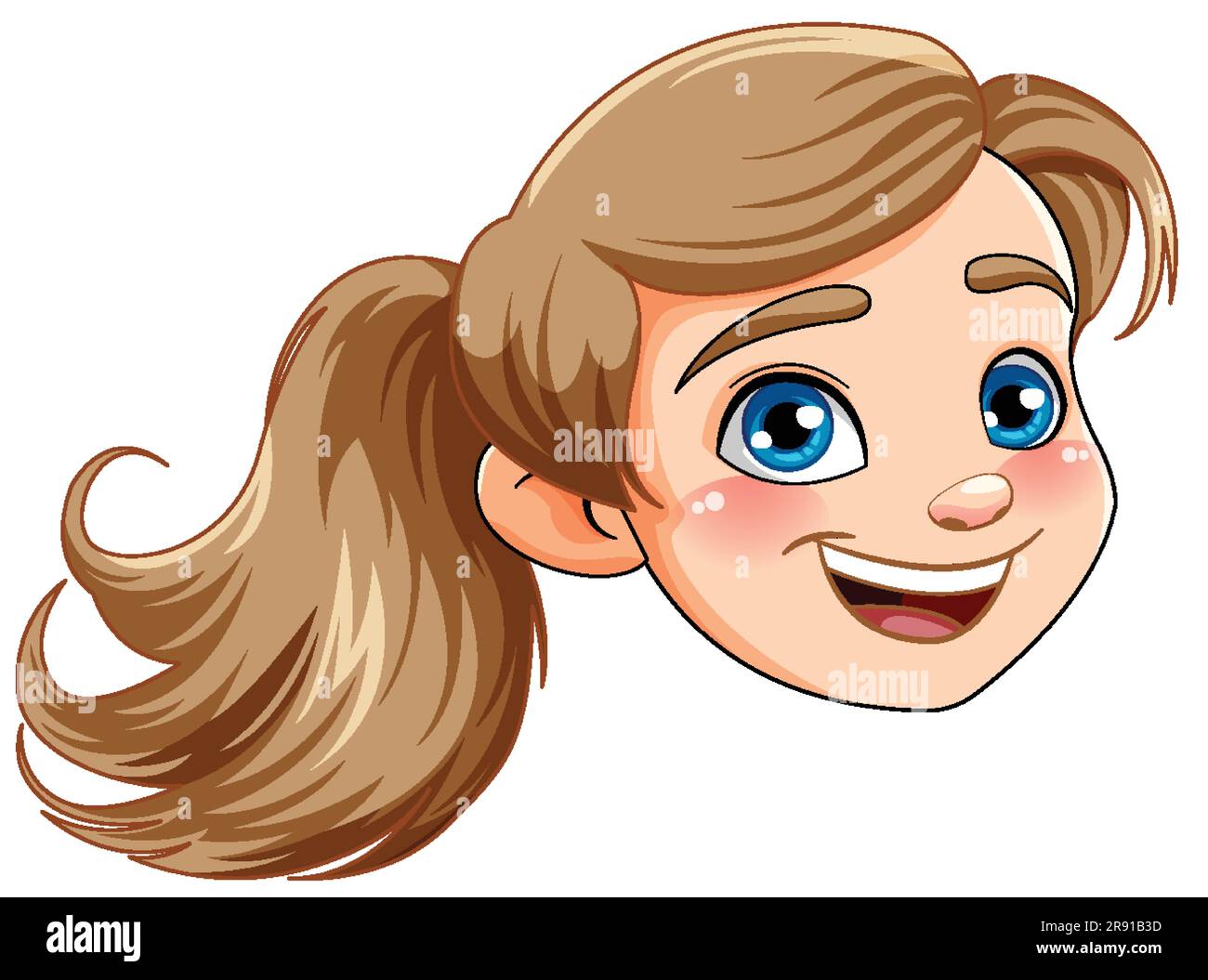 Cute pony hair girl head illustration Stock Vector Image & Art - Alamy