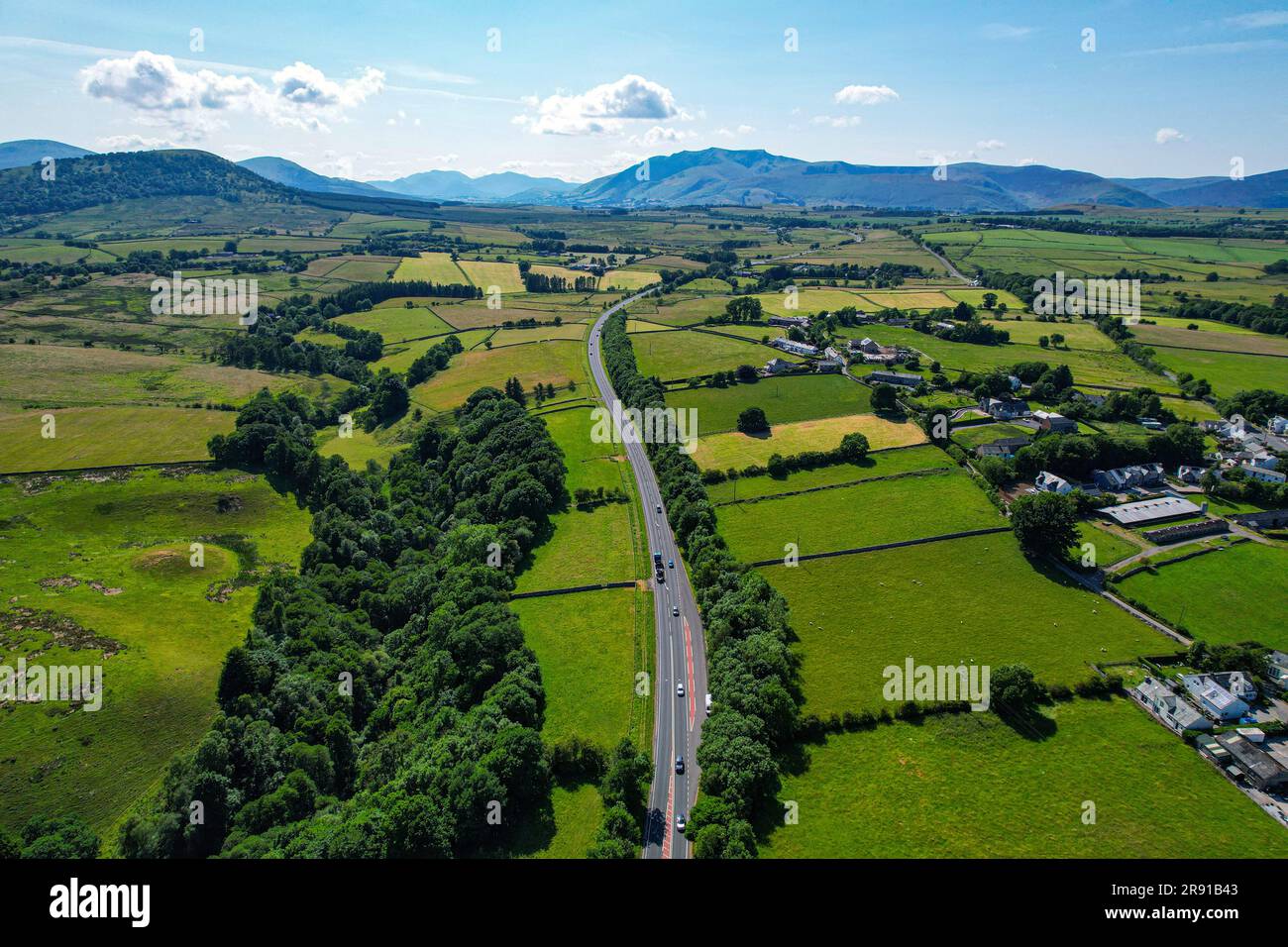 The A66 and Blencathra,The English Lake District, Cumbria, in June ...