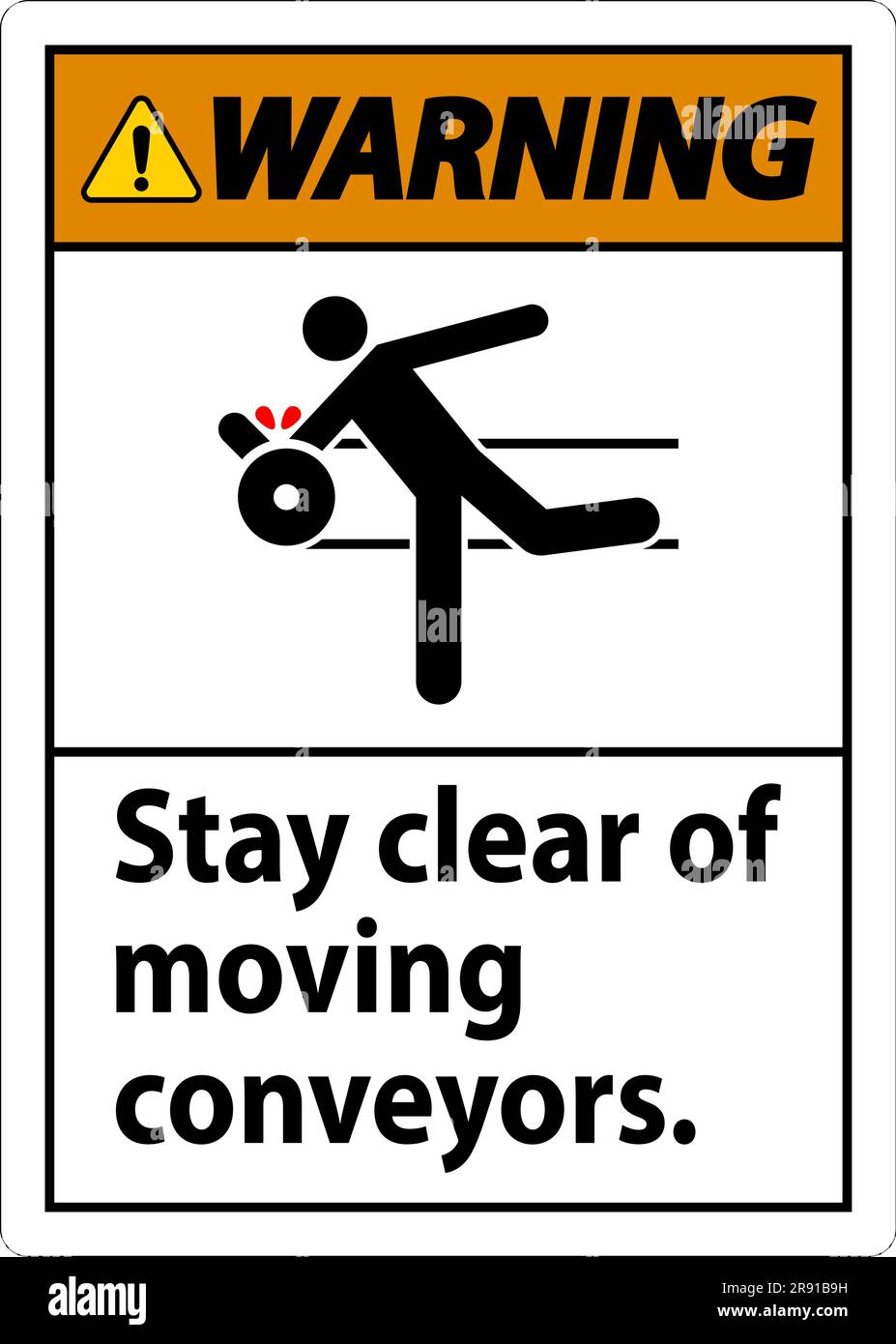 Warning Sign Moving Conveyors Stay Clear Stock Vector Image & Art - Alamy