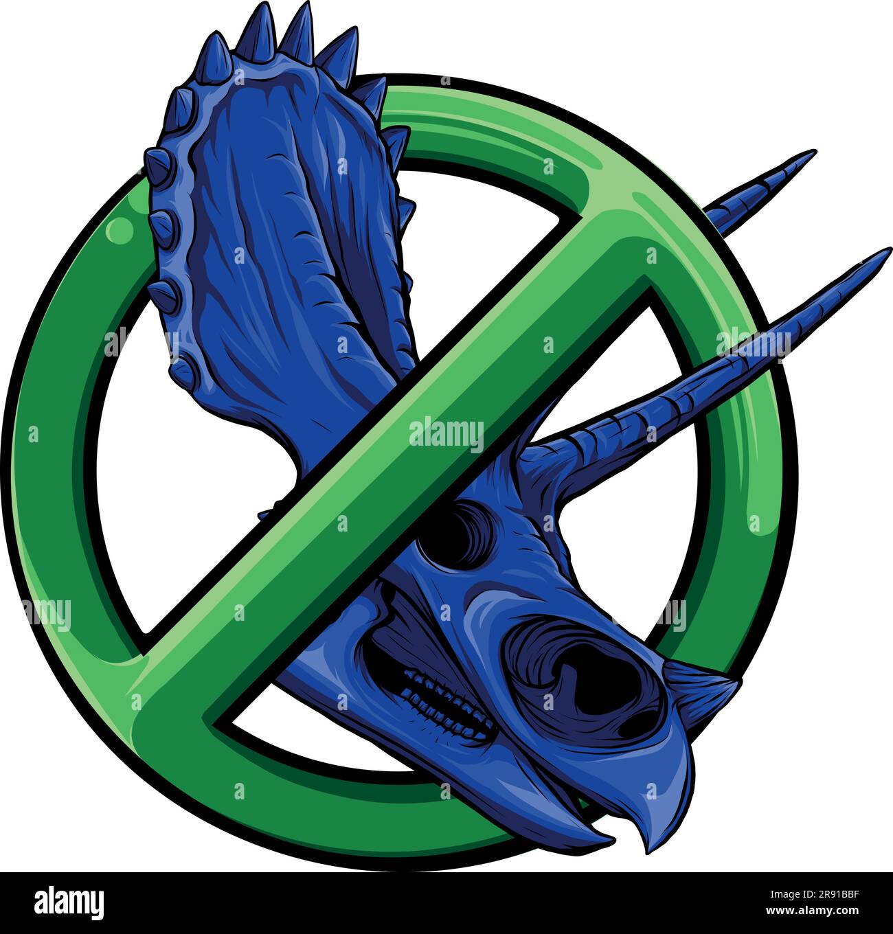 vector No Dinosaur or No Triceratops Sign on White Background Stock ...