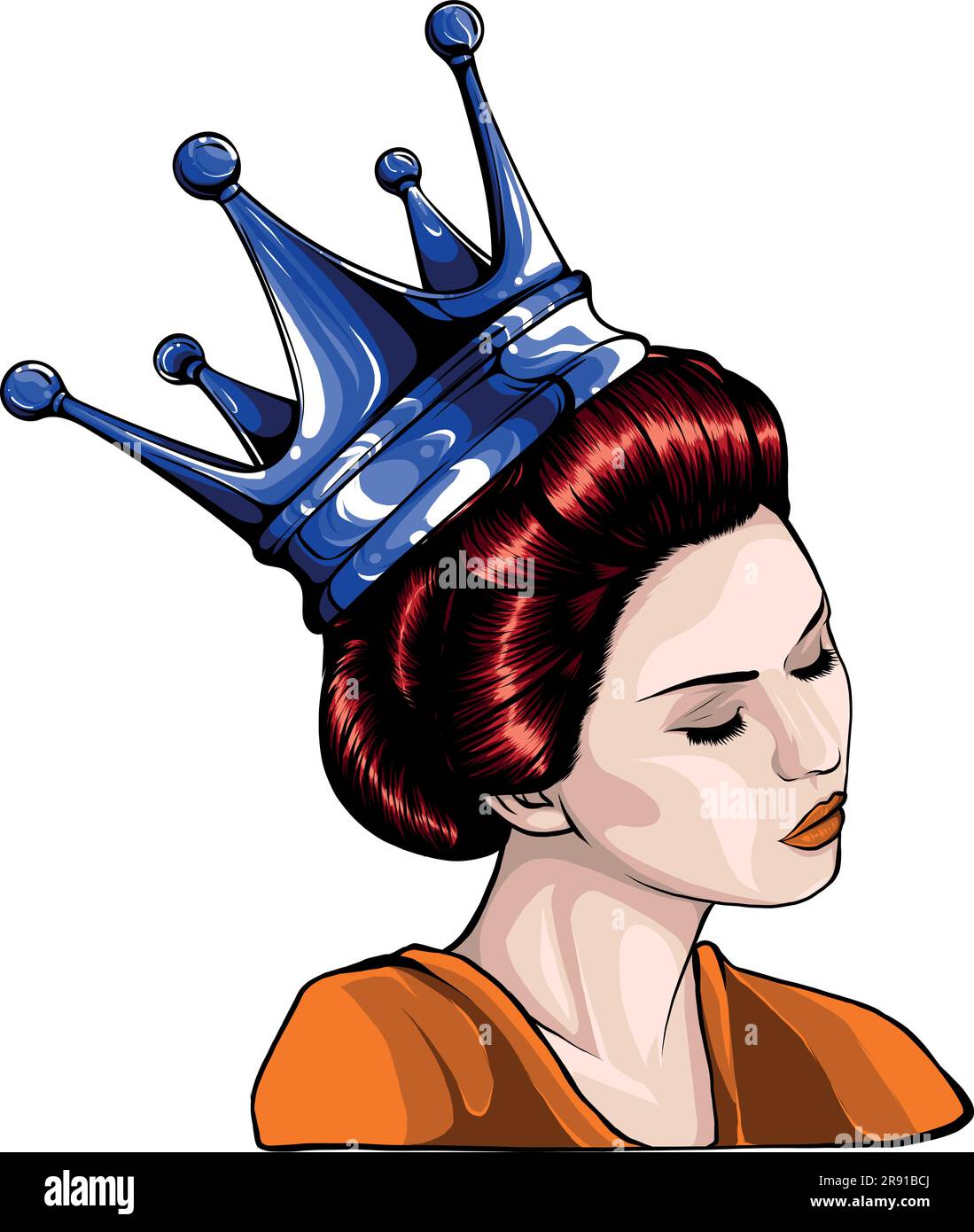 vector illustration of oriental woman with crown Stock Vector Image ...