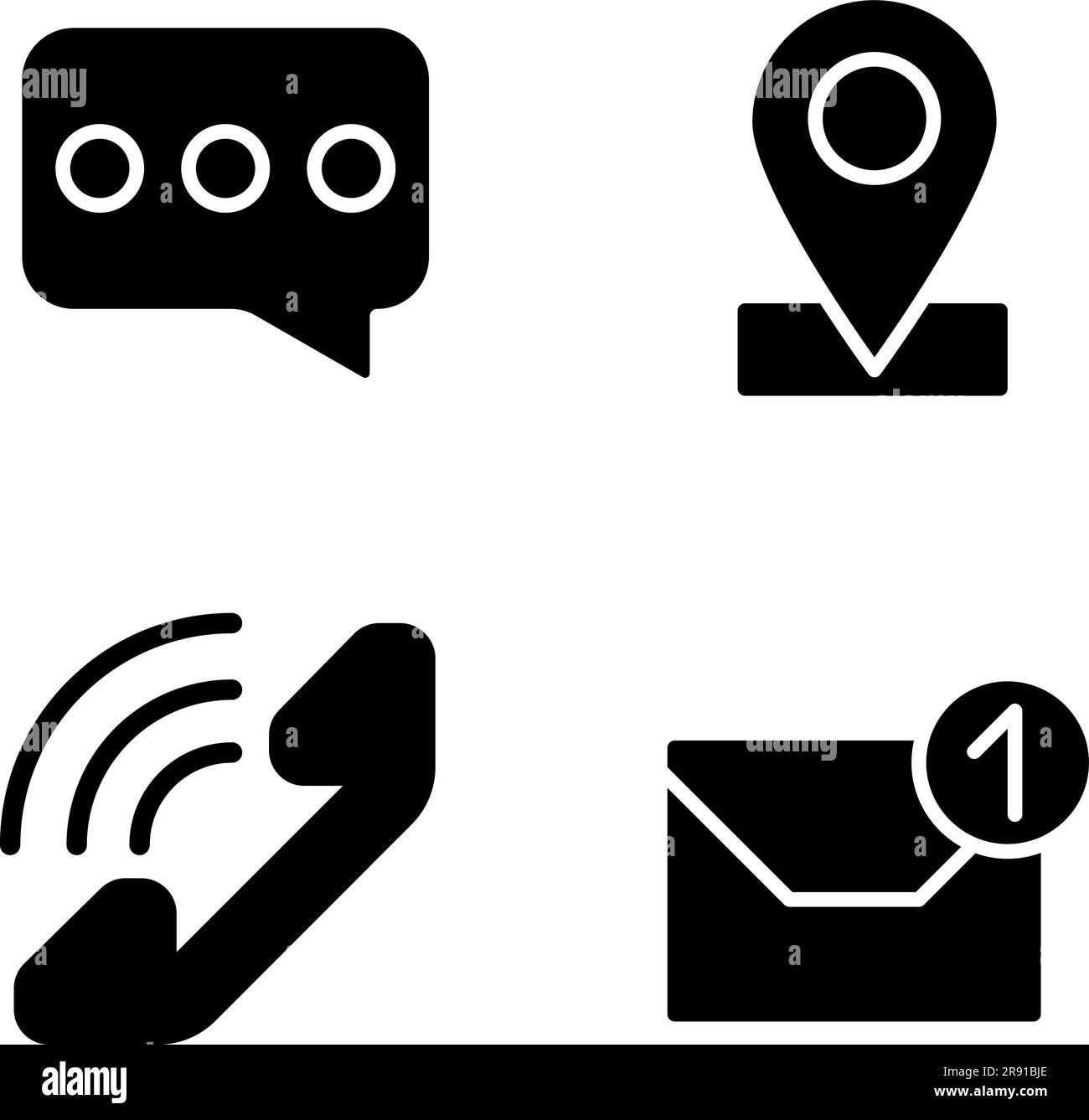 Communication channels black glyph icons set on white space Stock ...
