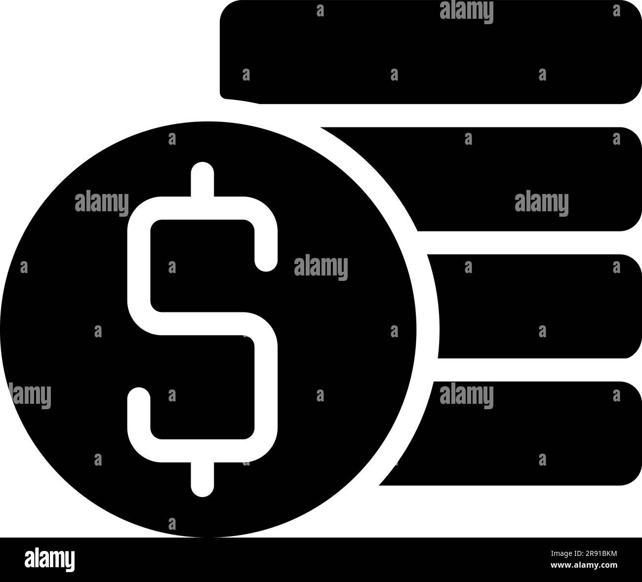 Coins stack and dollar symbol black glyph icon Stock Vector Image & Art ...