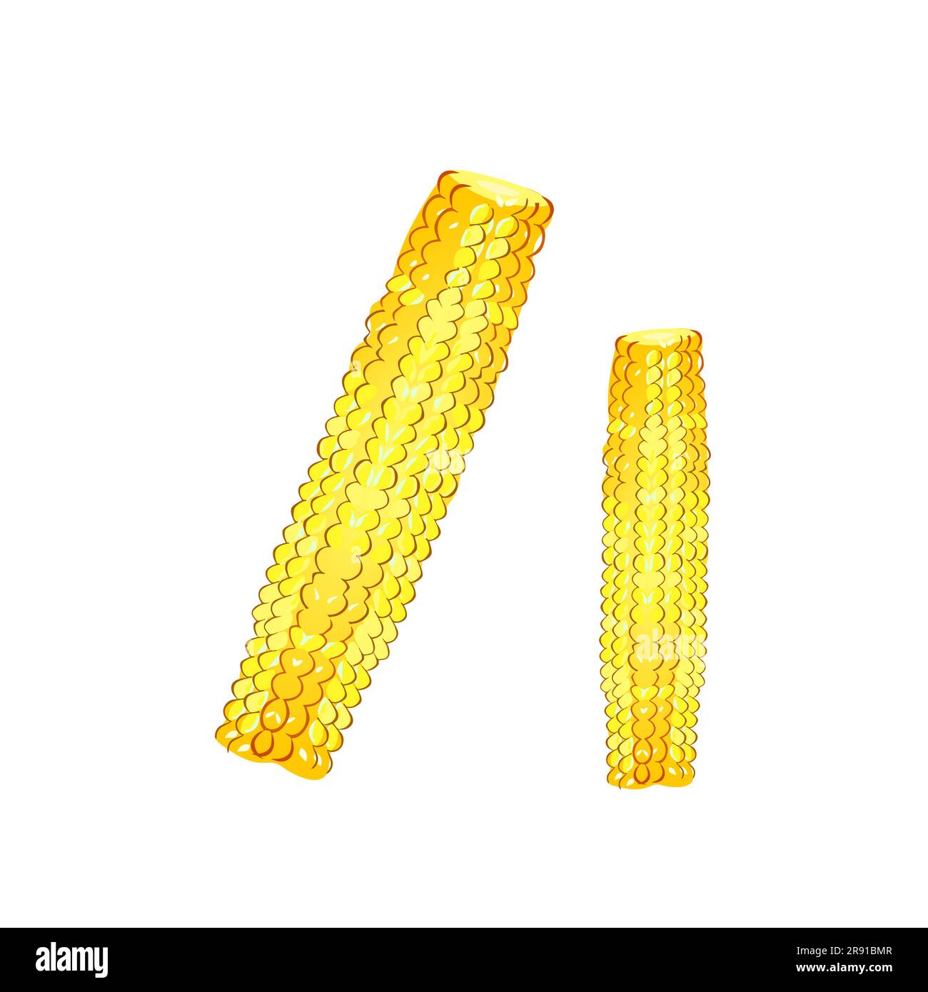 boiled corn on a white isolated background. american food Stock Vector ...