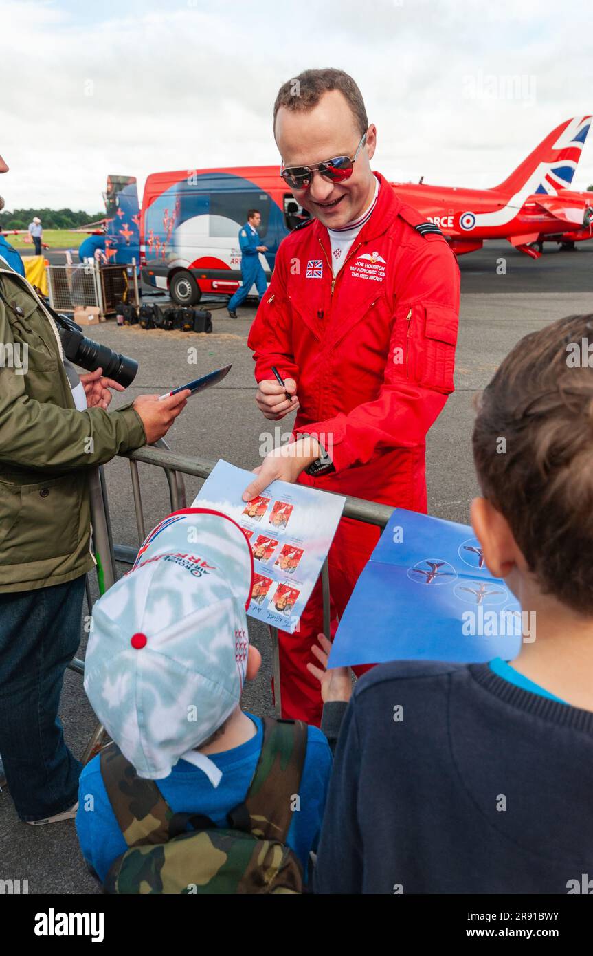 Joe Hourston and other Red Arrows pilots signing autographs for fans at ...