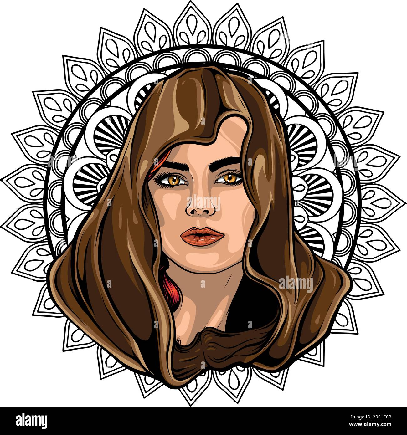 Mysterious woman elf in the hood. Vector hand drawn illustration Stock ...