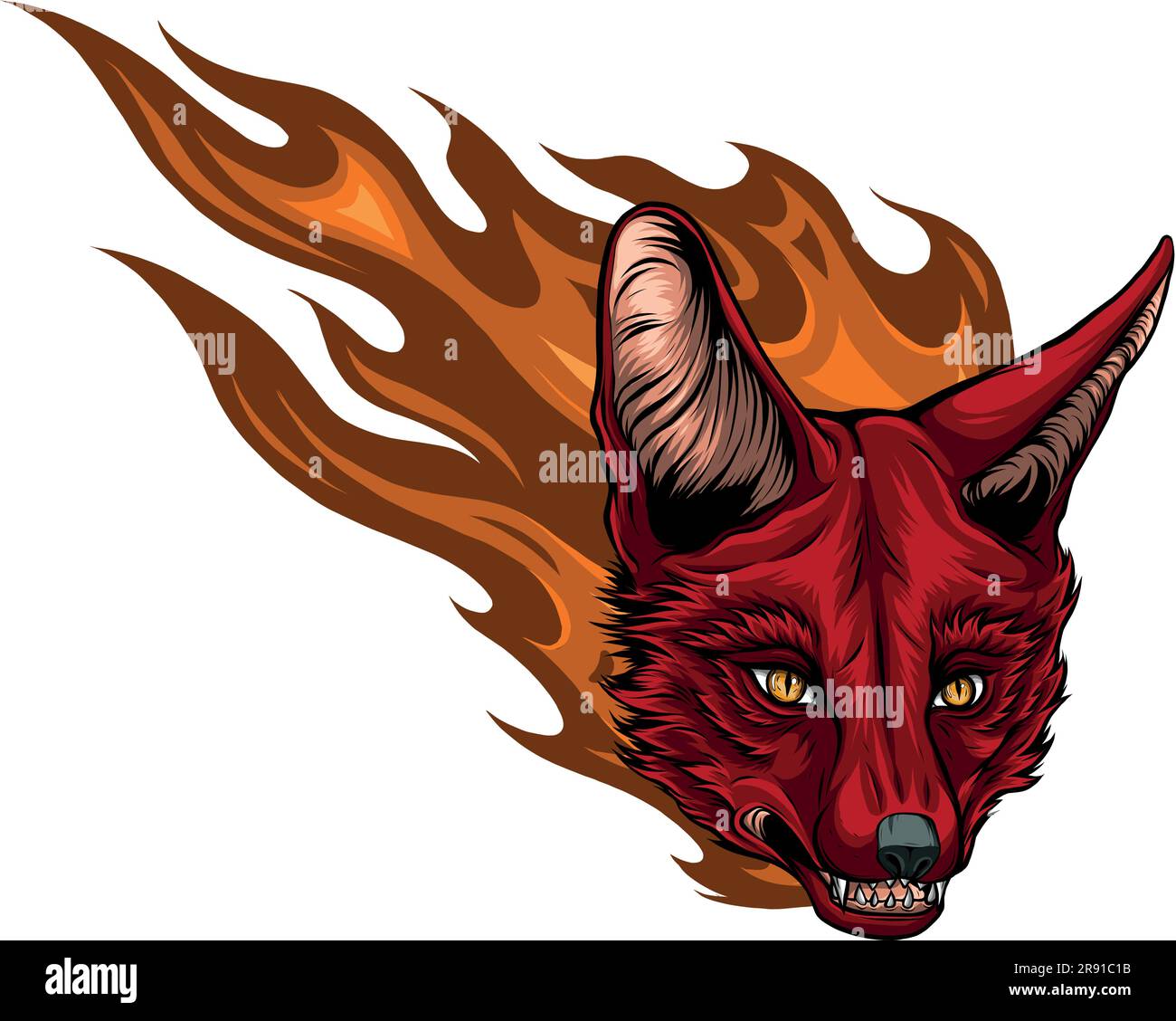 vector Illustration of fox head with flames Stock Vector Image & Art ...