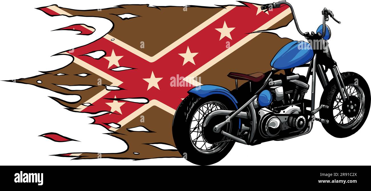 vector illustration of motorcycles with confederate rebel flag Stock ...