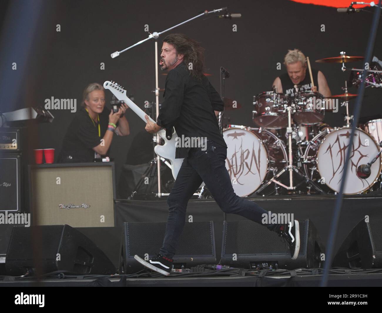The Foo Fighters, performing under the name 'The ChurnUps', on the ...