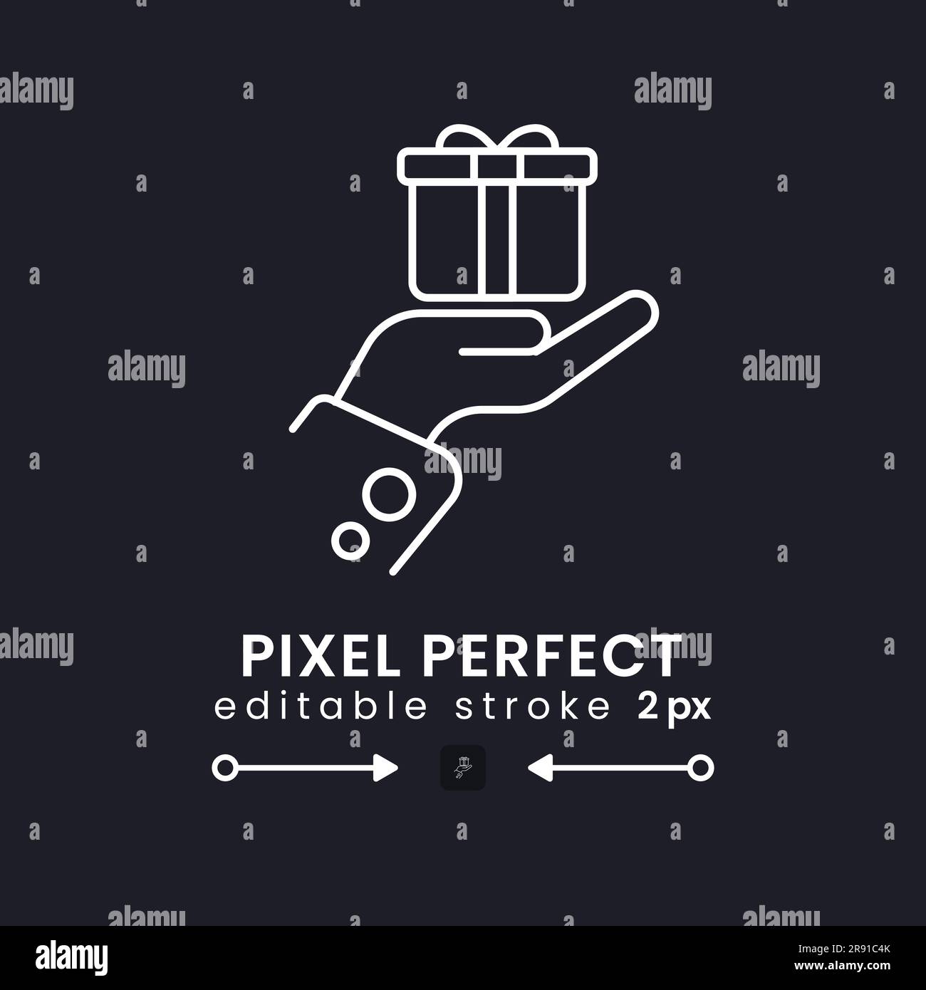Present giving white linear desktop icon on black Stock Vector Image ...