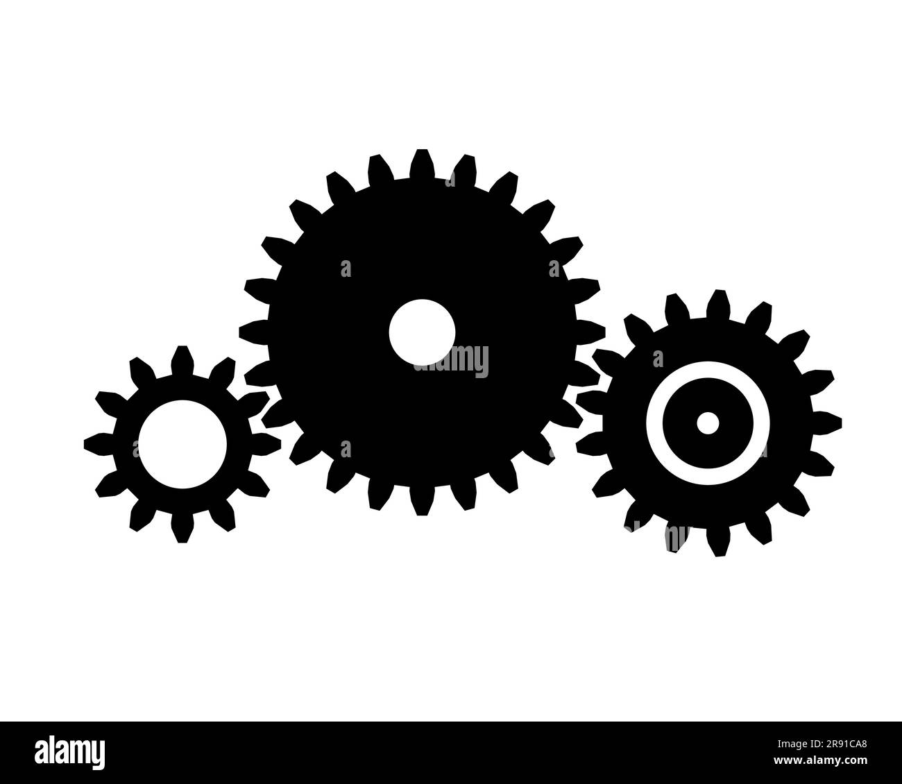 Gears isolated icon. Three cogwheels vector flat design icon ...
