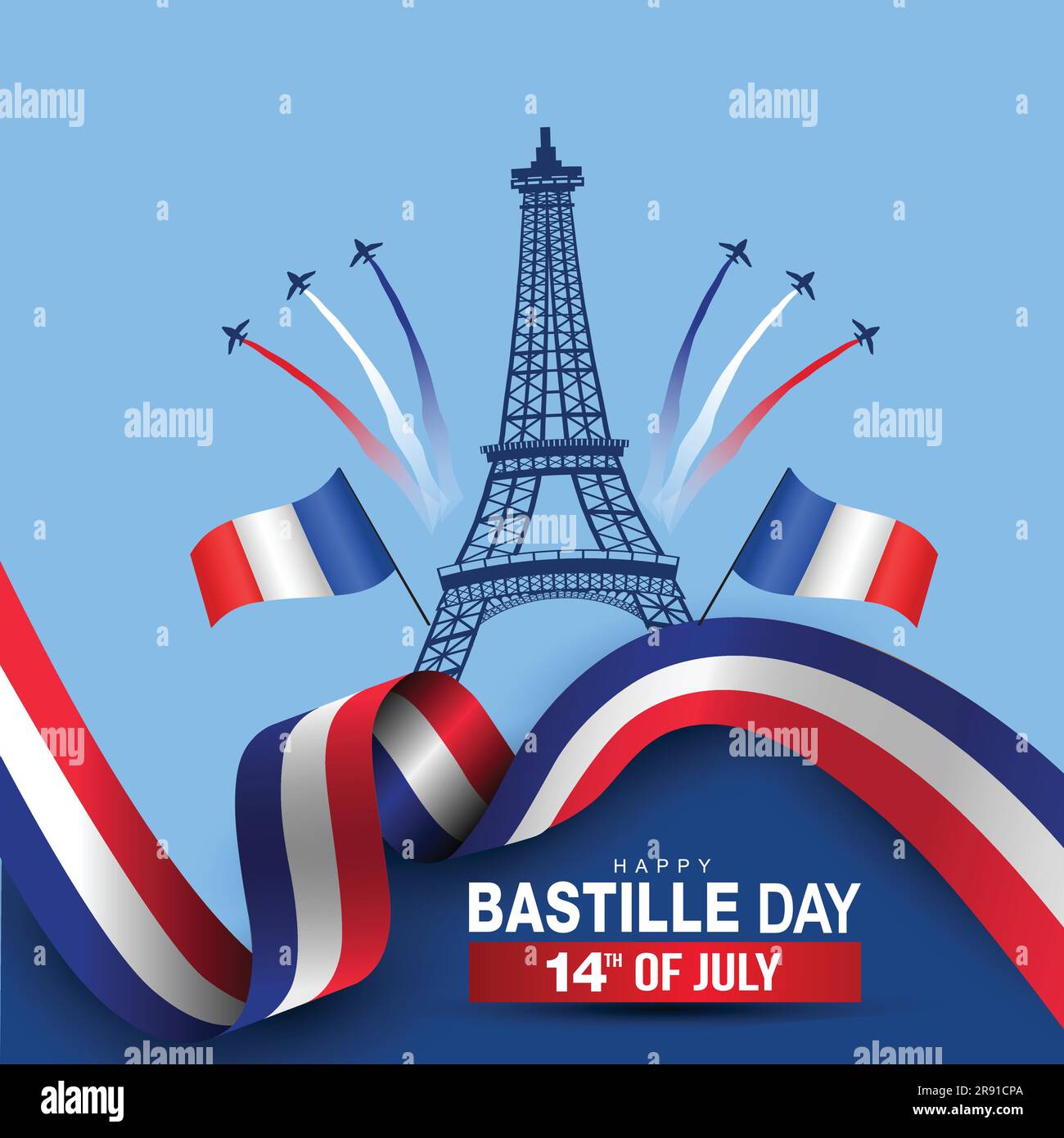 Happy Bastille Day France Greetings Vector Illustration Design Stock Vector Image And Art Alamy